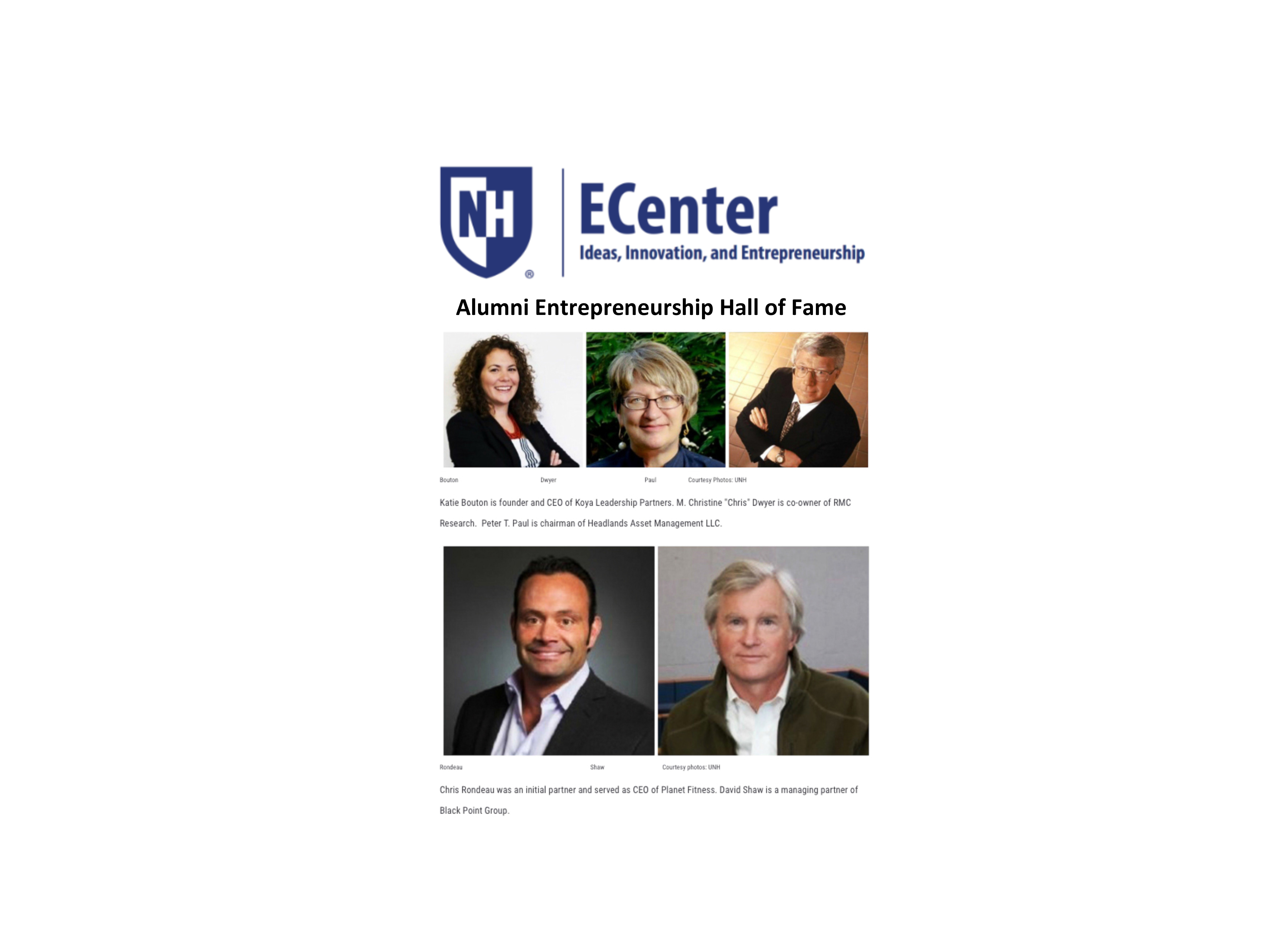 UNH announces Entrepreneurship Hall of Fame